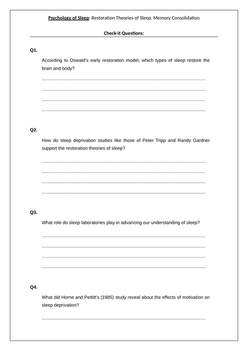 Oxford AQA A Level Psychology: RESTORATION THEORIES OF SLEEP [3.3.1 ...