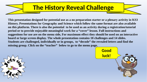 The History Reveal Challenge | Teaching Resources