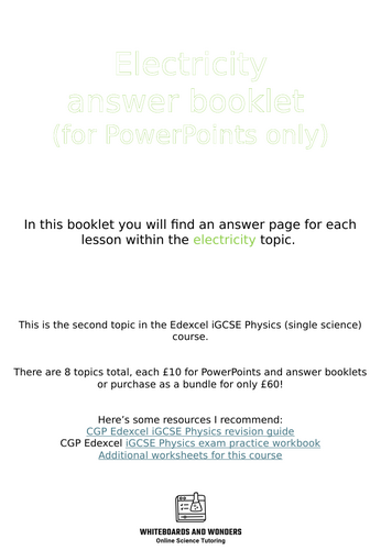 iGCSE Physics Electricity COMPLETE LESSONS | Teaching Resources