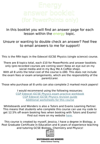 iGCSE Physics Energy COMPLETE LESSONS | Teaching Resources