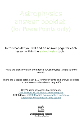 iGCSE Physics Astrophysics COMPLETE LESSONS | Teaching Resources