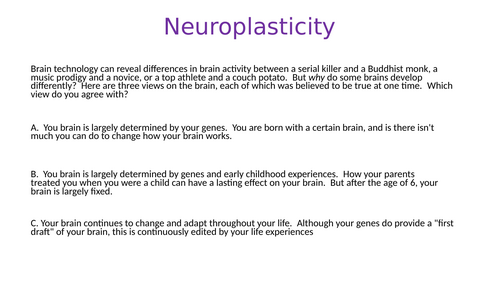 What is neuroplasticity (used for IB Psychology and A-Level) | Teaching ...