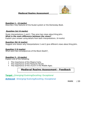 Medieval Life Assessment | Teaching Resources