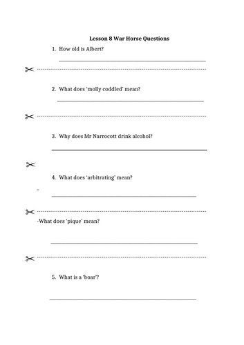 War Horse The Play yr 8 complete SOW and lessons | Teaching Resources