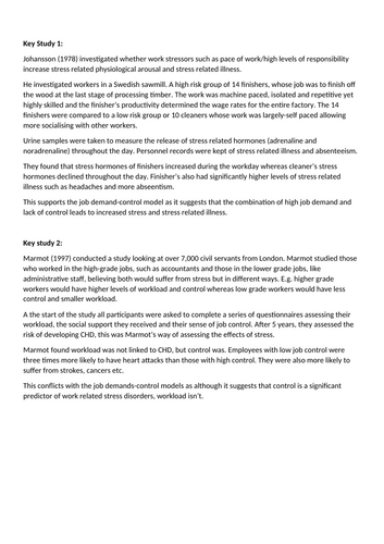 Workplace Stress AQA Psychology A-Level Lesson 5 | Teaching Resources