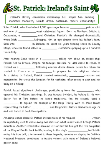 Saint Patrick Day Biography Reading | Teaching Resources
