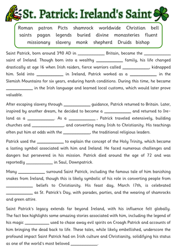 Saint Patrick Day Biography Reading | Teaching Resources