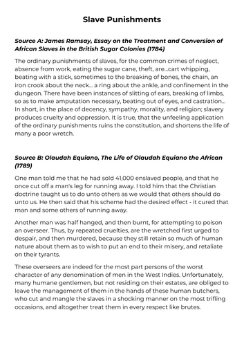 Y8 Slave Trade: 10 Lessons + Assessment | Teaching Resources