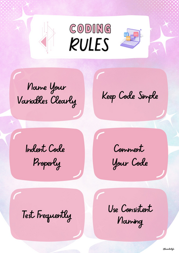 Pink Girly Coding Rules Poster Women Who Code Teaching Resources