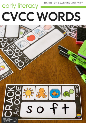 CVCC Word Crack The Code Cards - Phonemic Awareness CVCC Word Practice ...