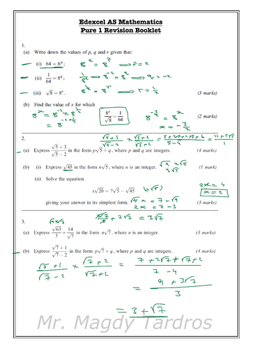 PURE 1 IAL Mathematics Exam revision with Answeres | Teaching Resources PURE 1 IAL Mathematics Exam revision with Answeres | Teaching Resources