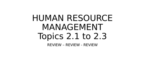 Human Resource Management AS Level Cambridge International Business ...