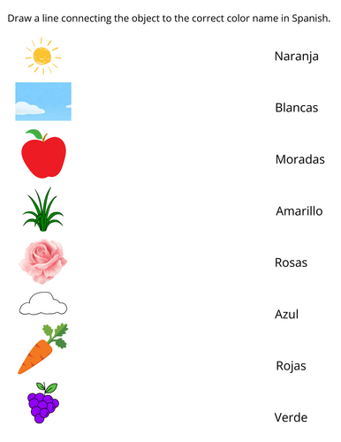 printable spanish colors worksheet for kindergarten | Teaching Resources