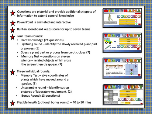 Plant Anatomy Photosynthesis Life Cycle Team Quest Quiz KS3 | Teaching ...