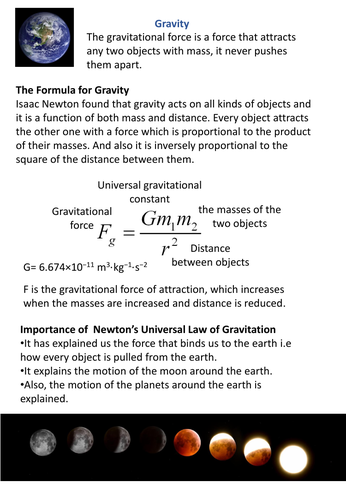 Gravity Revision | Teaching Resources