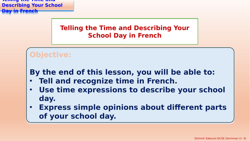 Telling the Time and Describing Your School Day in French | Teaching ...