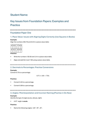 GCSE Maths Foundation Papers: Key Issues, Examples, and Practice with ...