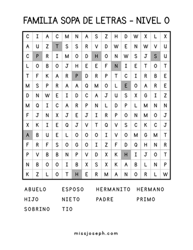 Family-Themed English-Spanish Word Searches | Teaching Resources