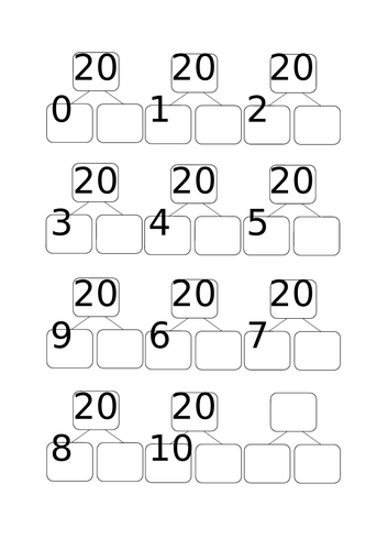 Number bonds to 5,6,7,8,9,10 and 20 | Teaching Resources
