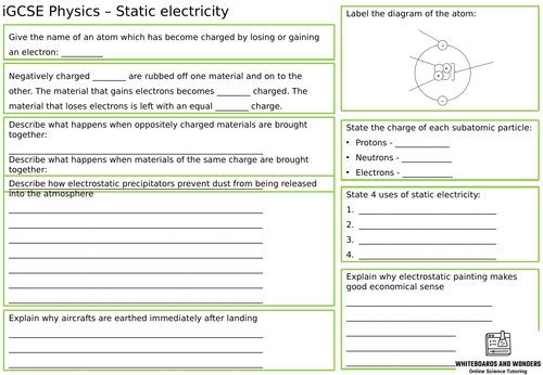 iGCSE Physics Static electricity | Teaching Resources