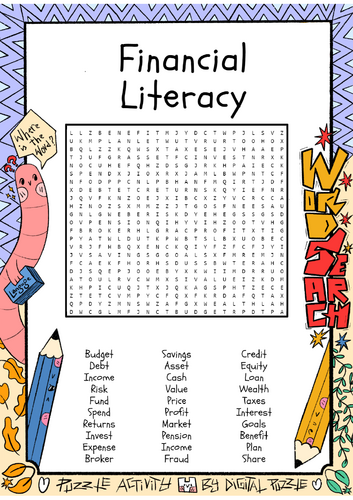 Financial Literacy Word Search Puzzle Worksheet Activity | Teaching ...