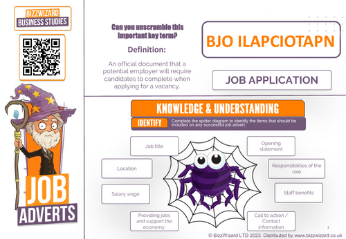 Job adverts - FREE Worksheet & Youtube Video - GCSE Business Studies ...