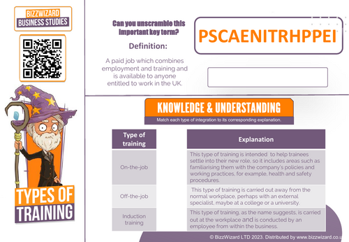 Types of Training - FREE Worksheet & Youtube Video - GCSE Business ...