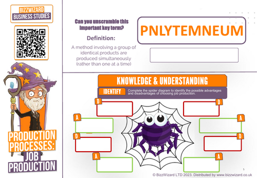 Production Processes: Job Production - FREE Worksheet & Youtube Video ...
