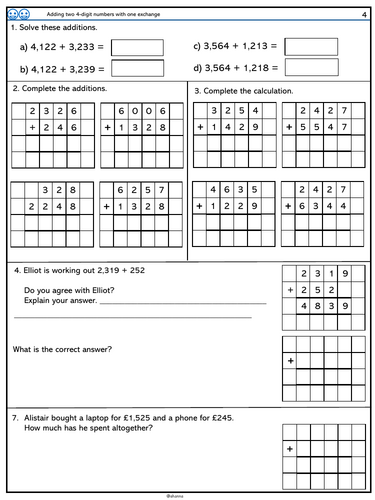 Adding numbers with one exchange and extra reasoning sheet | Teaching Resources