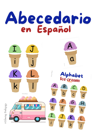 Spanish Alphabet Ice Cream Cones Printable - Abecedario en Español in 3 ...