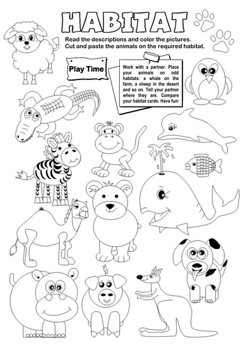 Animal Habitat Worksheet for Primary Classes | Printable - 5 Pages ...