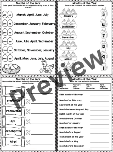 Months of the Year Worksheets and Activities | Printables | For Prek, K ...