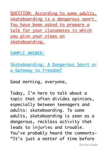 GCSE English Language: "Skateboarding is a dangerous sport" Your Views ...