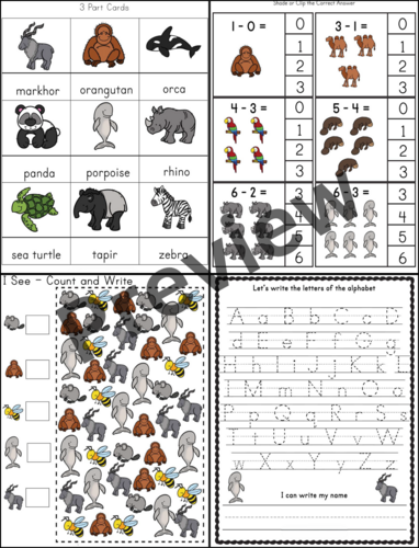 Endangered Animals Math and Literacy Worksheets | Endangered Species ...
