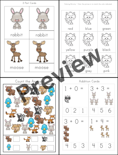 Forest Animals Math and Literacy Worksheets Pack | Woodland Animals | K ...