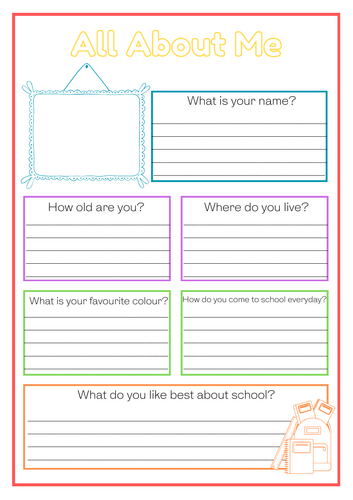 All about me worksheet | Teaching Resources