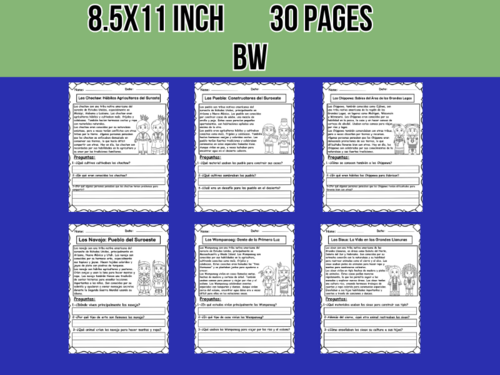 Spanish Native American Tribes Reading Comprehension Passages and ...