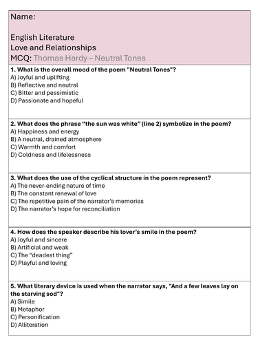 English Literature - Mastering Thomas Hardy's 'Neutral Tones ...