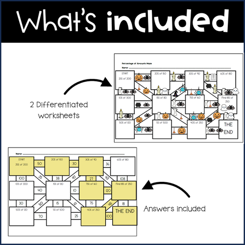 Interactive Halloween Math Activity: Percentage of Amounts Maze for ...