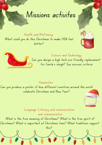 Christmas themed mission | Teaching Resources