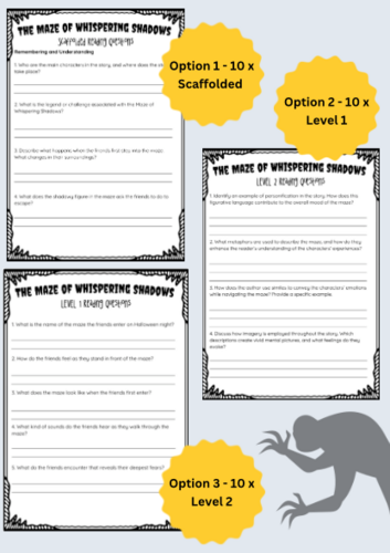 Halloween Differentiated Reading Comprehension - The Maze of Whispering ...