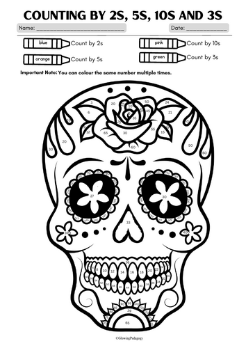 Day of the Dead Sugar Skull Counting Activity: Count by 2s, 5s, 10s and ...