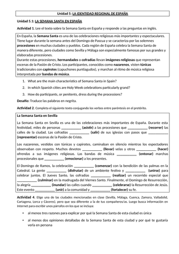 Spanish - A Level - La Semana Santa | Teaching Resources