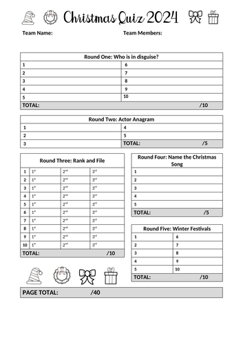 Christmas Quiz 2024 - End of Term Quiz | Teaching Resources