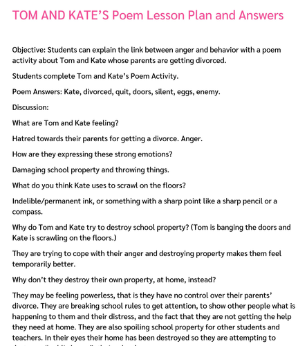 Behavior: Anger and Behavior Poem Activity and Lesson (US) | Teaching ...