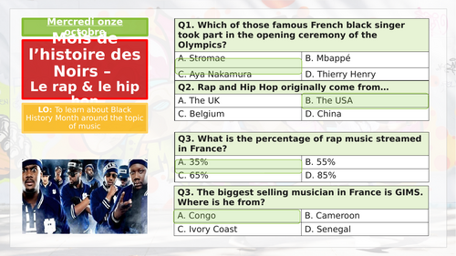 BHM French - Rap & Hip Hop | Teaching Resources