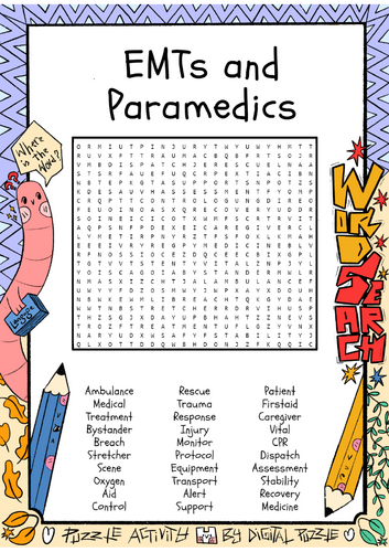 EMTs and Paramedics word search puzzle worksheet activity | Teaching ...