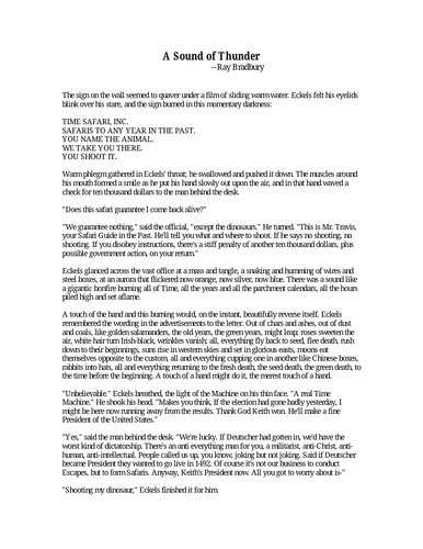 A Sound of Thunder - Ray Bradbury | Teaching Resources