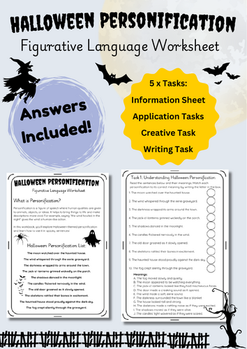 Halloween Personification English Figurative Language Worksheet ...