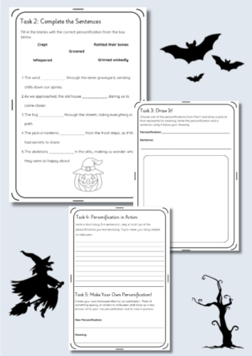 Halloween Personification English Figurative Language Worksheet ...
